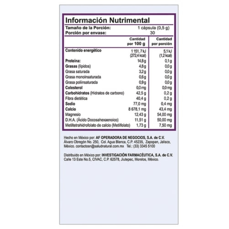 Valait metilfolato 7.5 mg suplemento alimenticio con 30 cápsulas