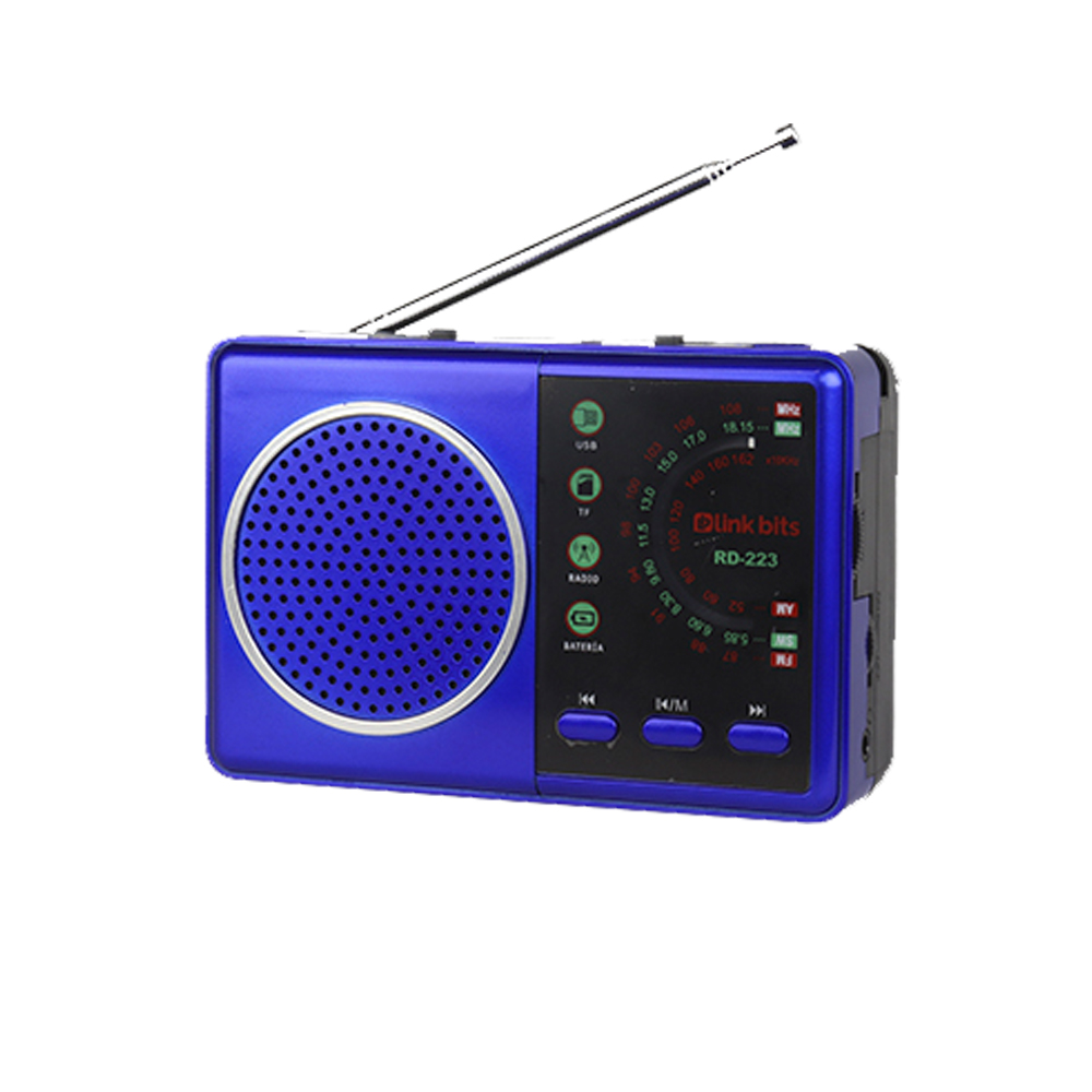 BOCINA PORTATIL BLUETOOTH RADIO FM/AM RD-223 LINK BITS AZUL