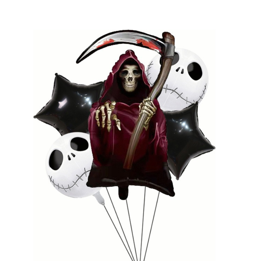 Globos De Aluminio De La Parca Del Día De Los Muertos 5 Pcs