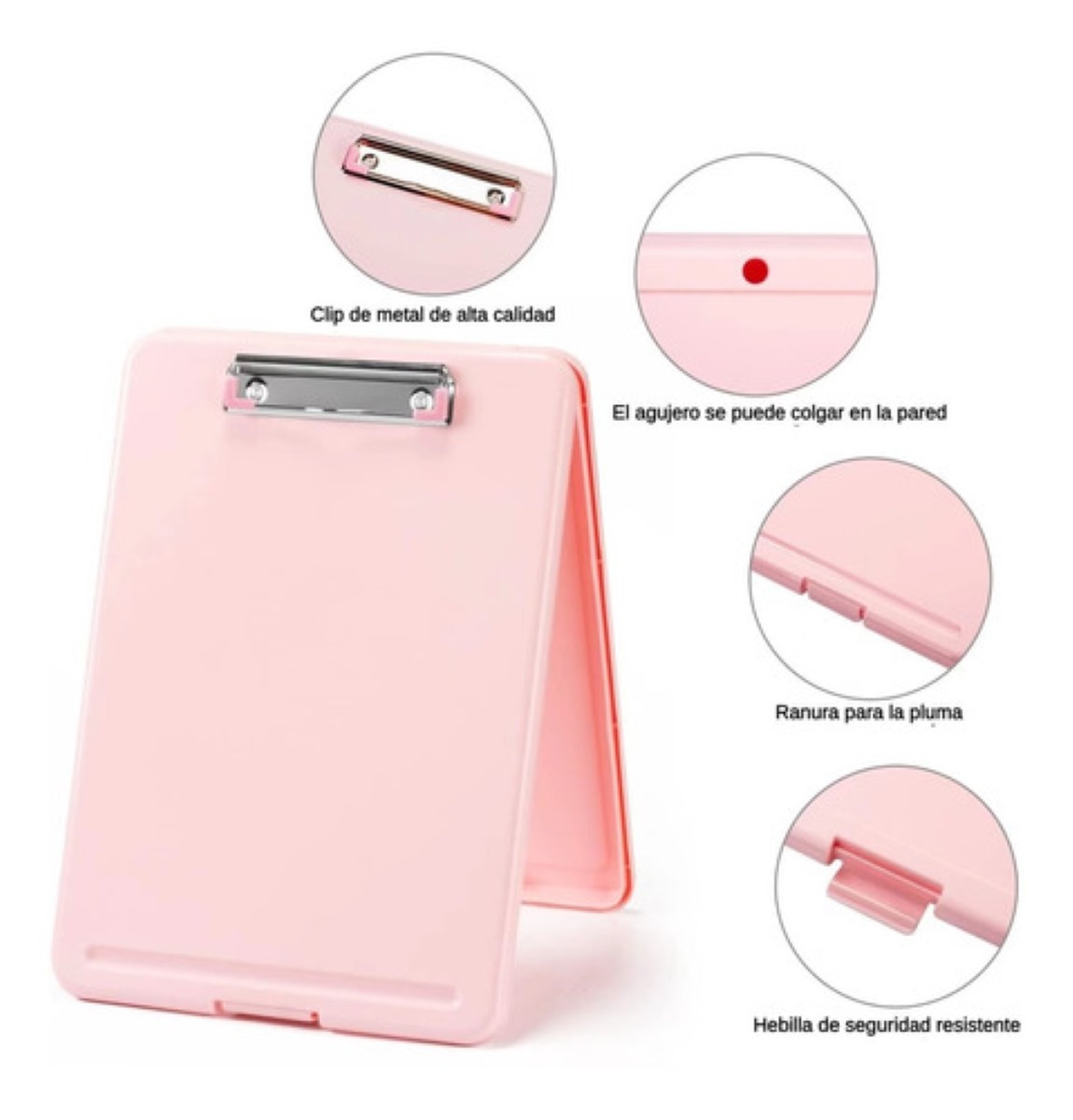 Portapapeles Papeleta Almacena Papeles Tabla De Clip Carta Rosa