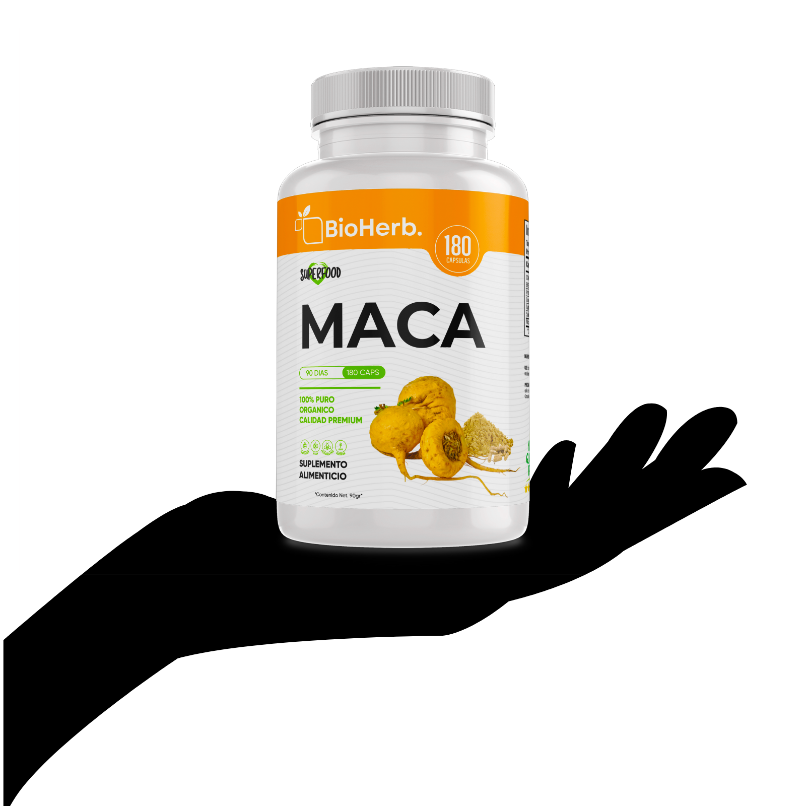 Maca Organica 100% Pura (180 Capsulas 500mg) |Para 90 Dias | NATURAL ...