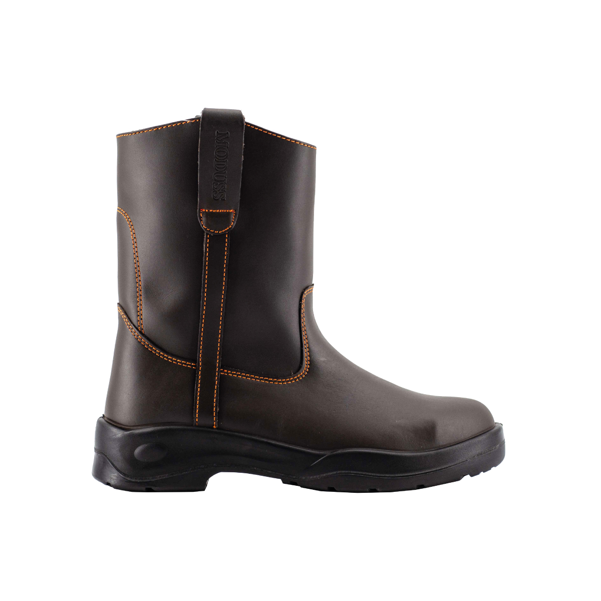 MODUSS SHOES bota de seguridad tipo Roper petrolera MODELO 802 COLOR CAFÉ SUELA NEGRA