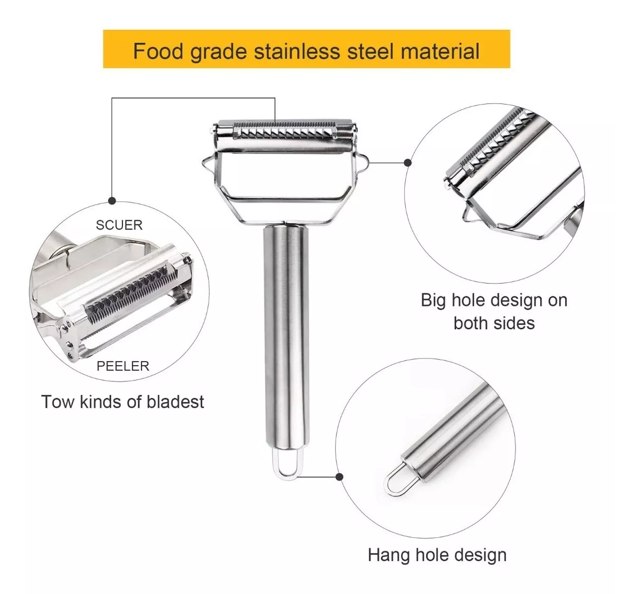 Pelador De Verduras 2 En 1 C/doble Cuchilla Plateado