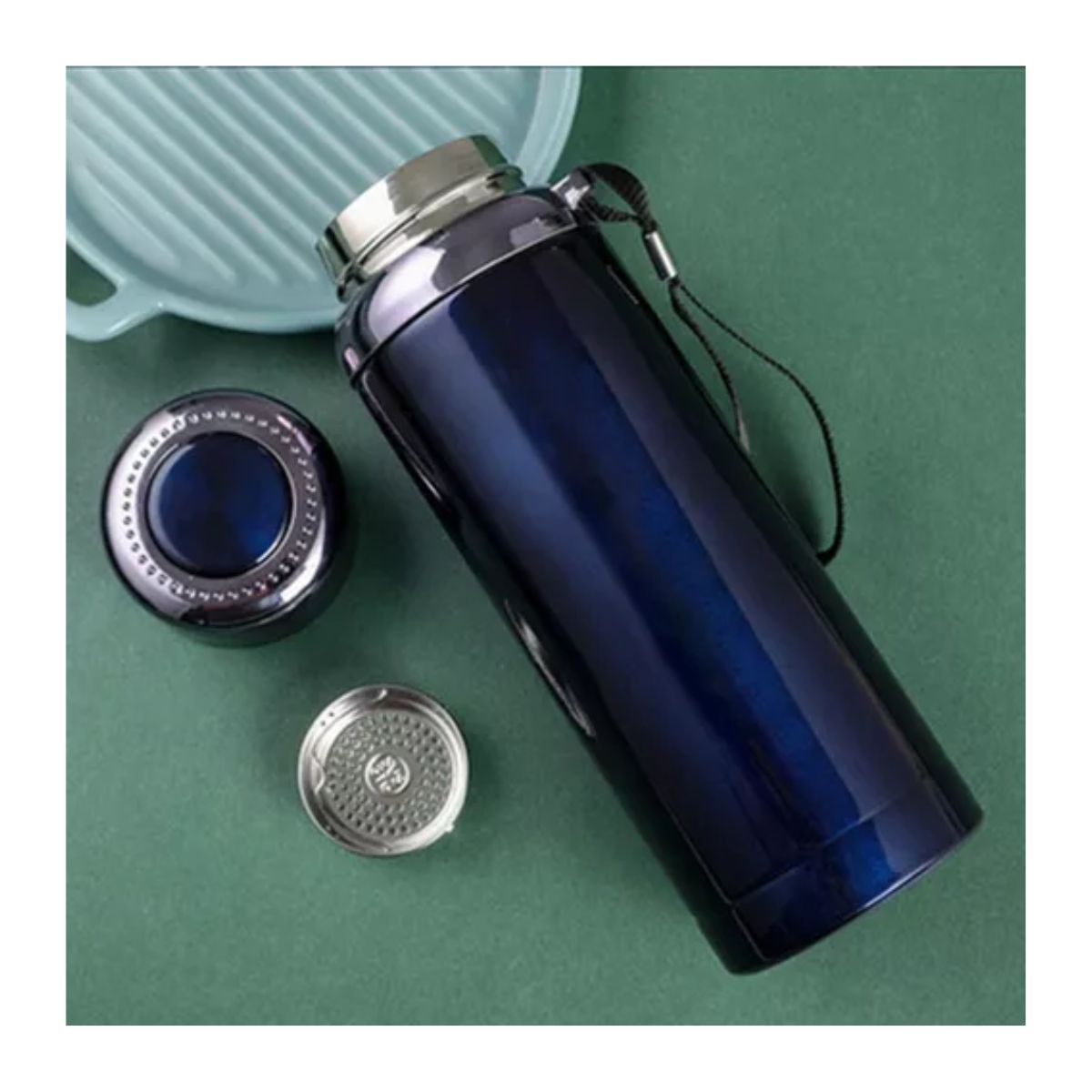 Termo De Acero Inoxidable Portátil 1000 ml plateado