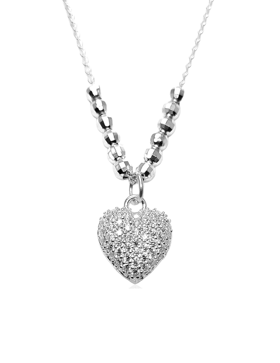 Collar Corazón lleno de Plata .925 Joyería Zvezda
