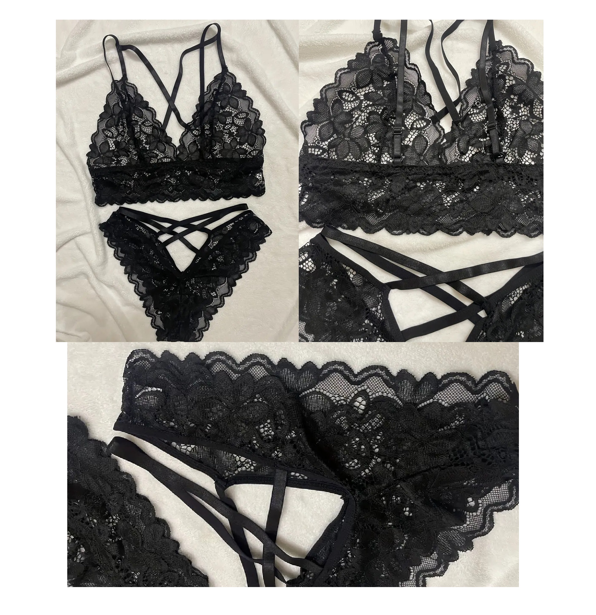 Conjunto de lenceria de encaje.