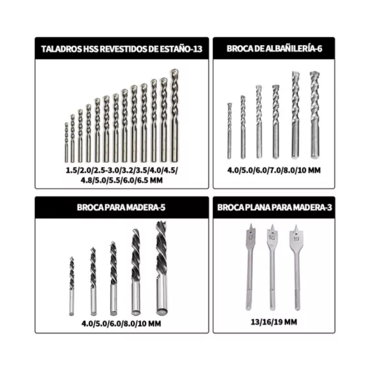 Juego De Brocas Multiuso De Herramientas con Estuche Negro 111 Piezas