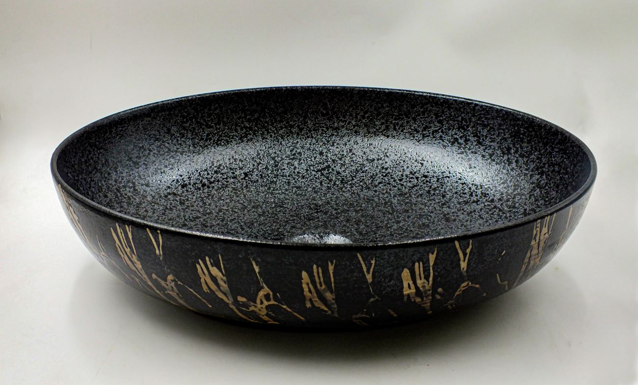 Lavabo Cerámico para Baño ZAN, colores negro y cobrizo con texturas en ...