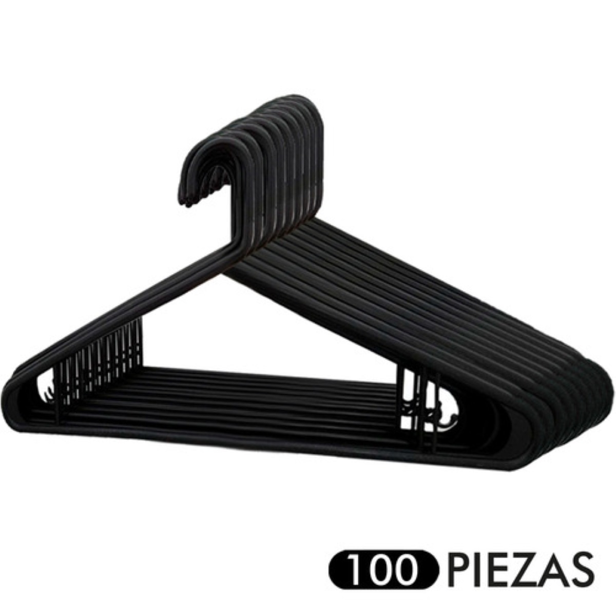 Ganchos Para Ropa Económicos Grandes 100 Piezas Negro