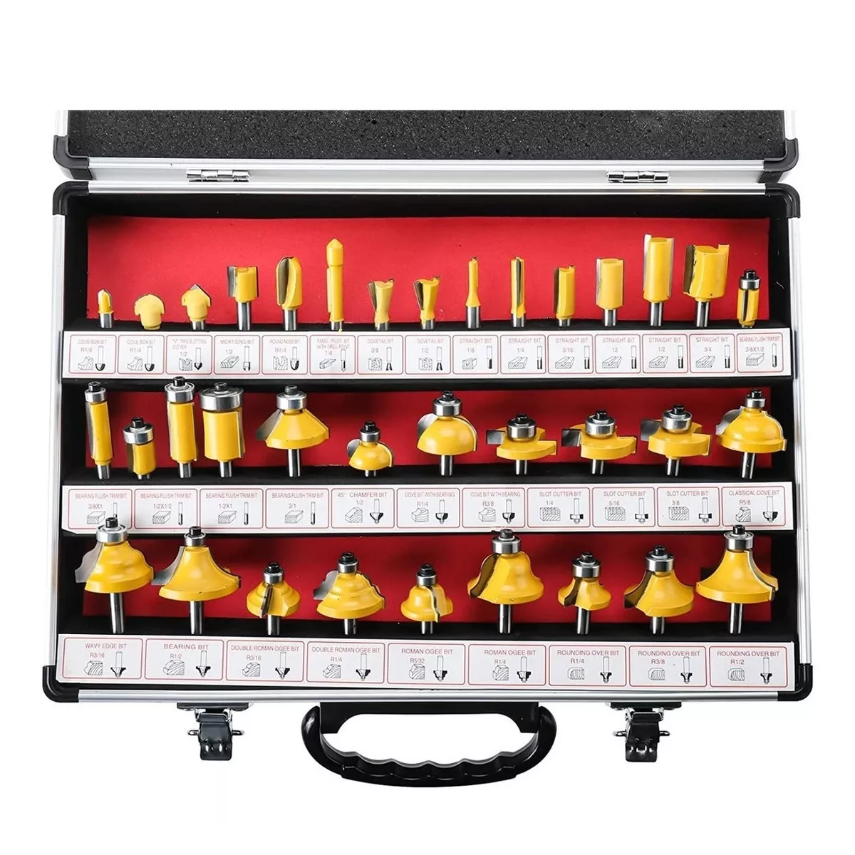 Kit 35 Brocas Fresas 1/4 Para Router De Madera Vástago Molduras