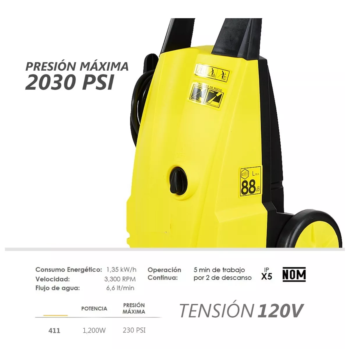 Hidrolavadora Eléctrica Alta Presión 2030 Psi Regulable