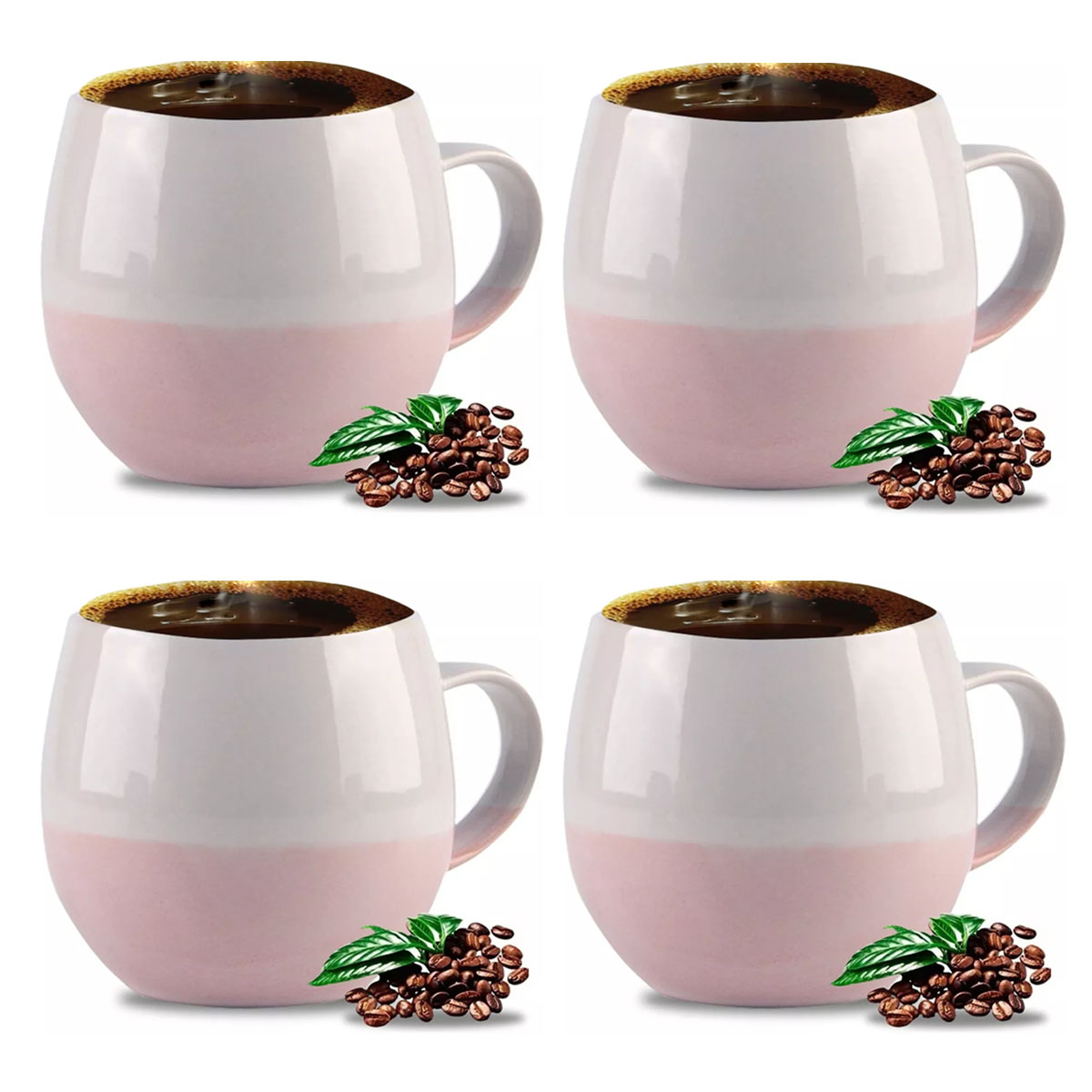 Set Juego De 4 Tazas Cerámica Moderna 460ml Chefmaker Gala