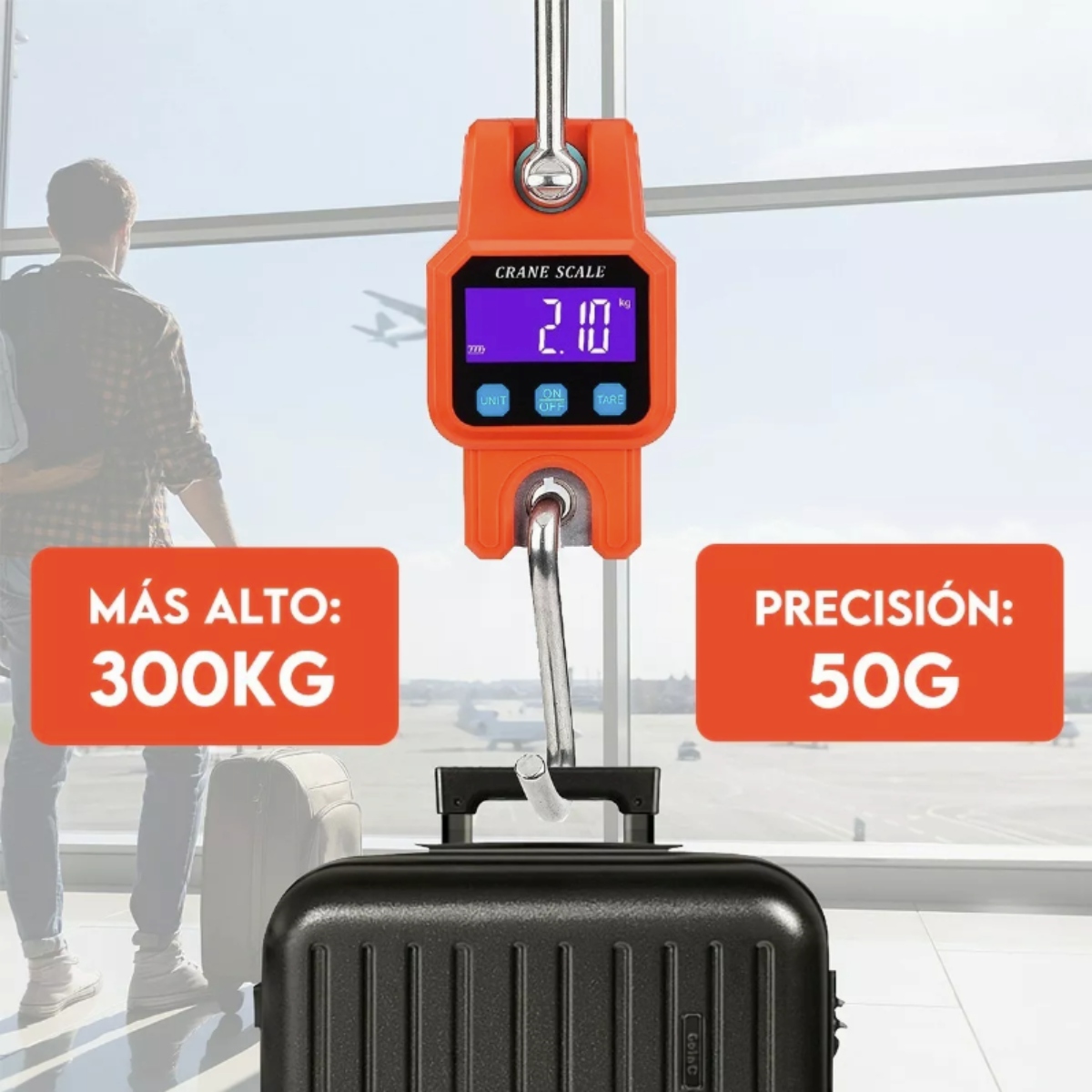 Bascula Colgante Industrial Digital 300kg Pesa Balanza Luz