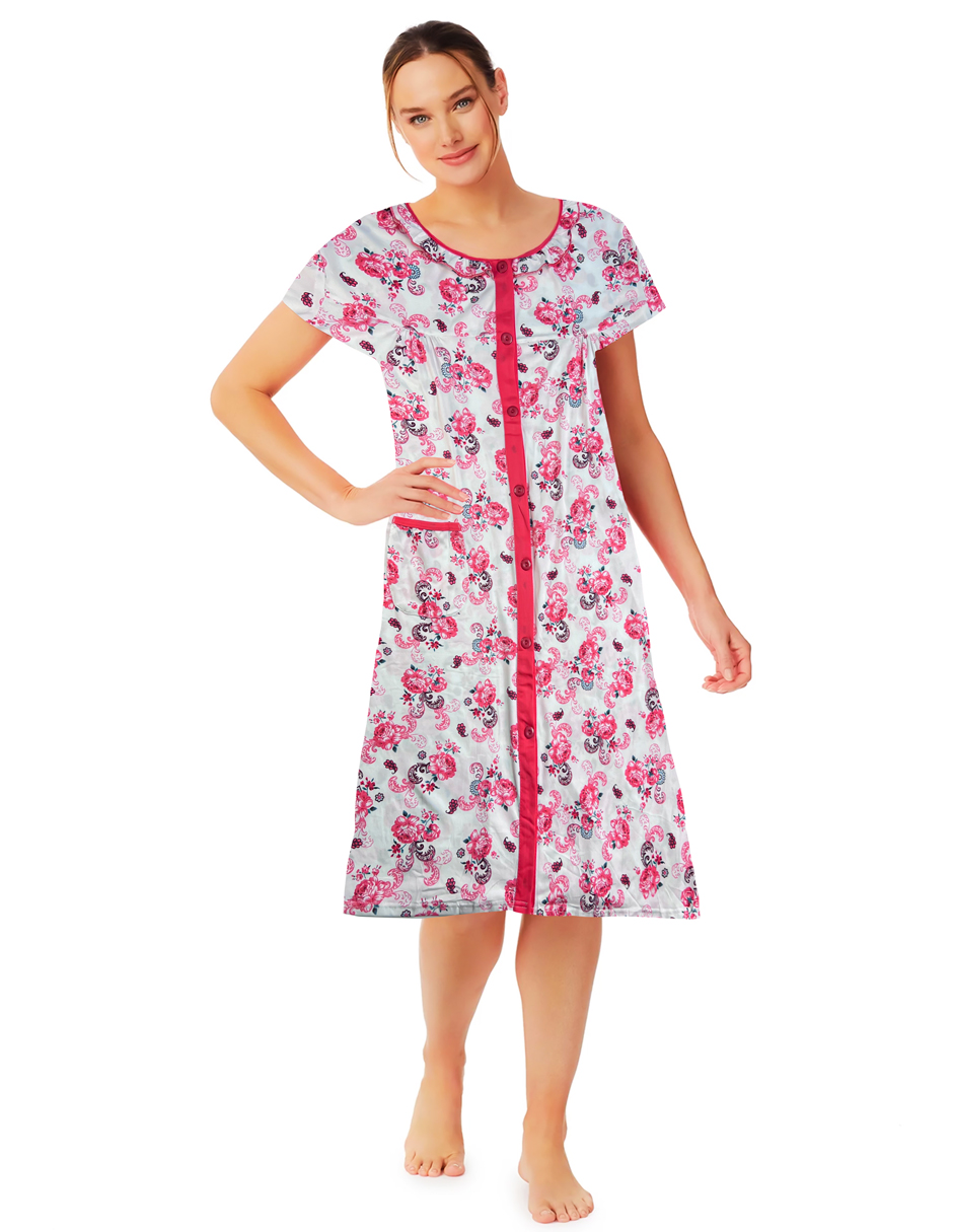 Bata Para Dormir Suave Y Cómoda Tatys Fashion Modelo 567 Color Rojo