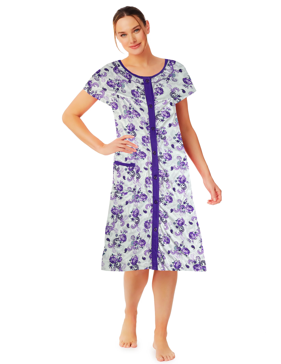 Bata Para Dormir Suave Y Cómoda Tatys Fashion Modelo 567 Color Púrpura