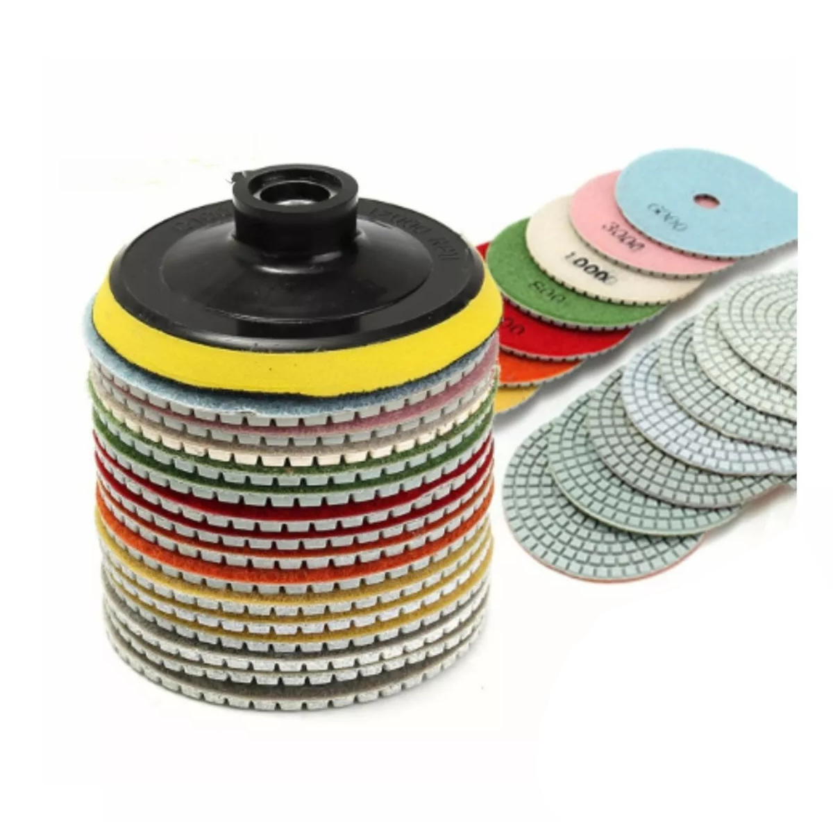 Juego Disco Pulidor Polvo Diamante 4inch Mármol Granito 50-10000 16Pzas
