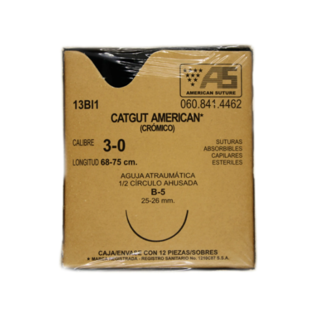 Sutura Catgut Crómico 3-0 B-5 AMERICAN SUTURE