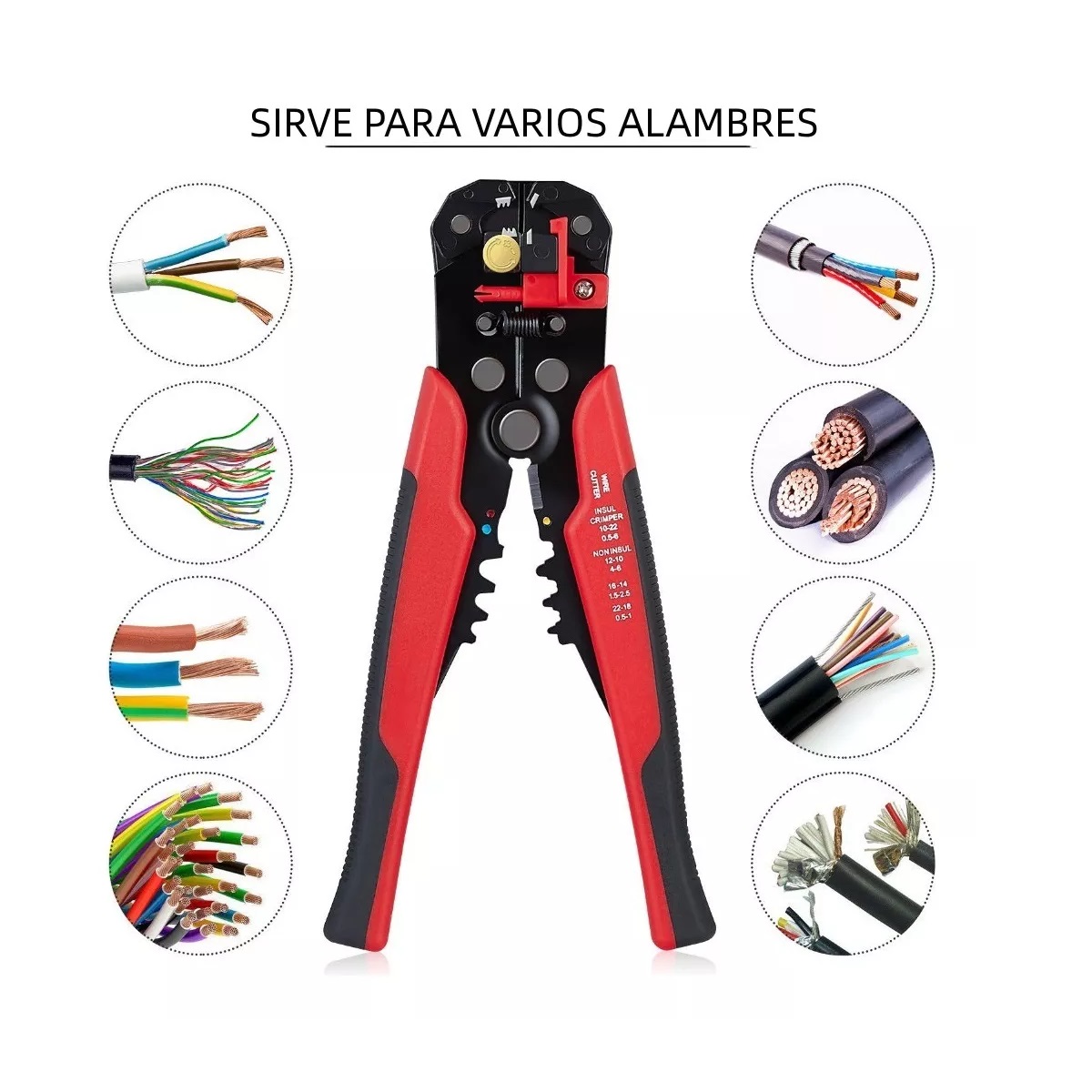 Kit Pinza Pelacable Automatica + 260 Terminales Crimpado Aislado