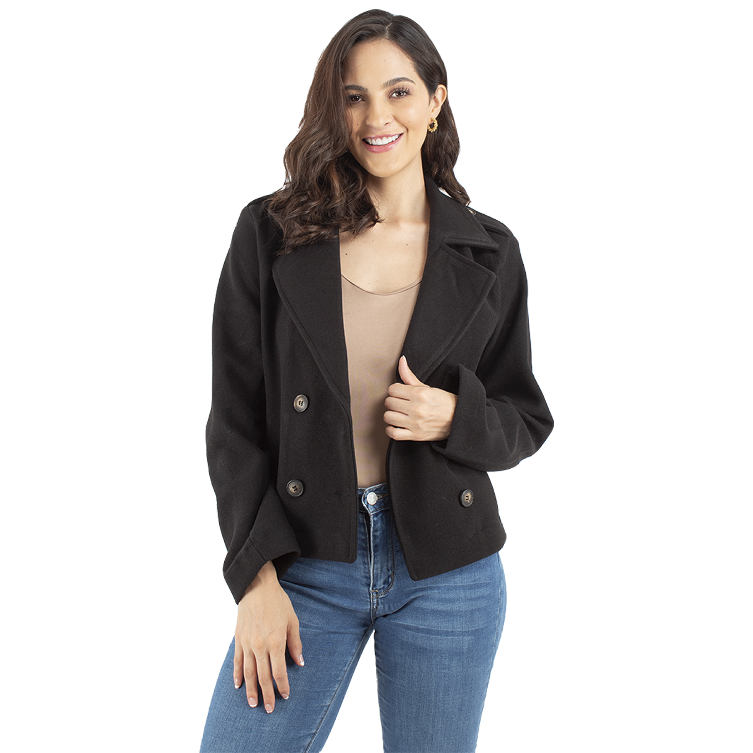 Saco corto cruzado con botones