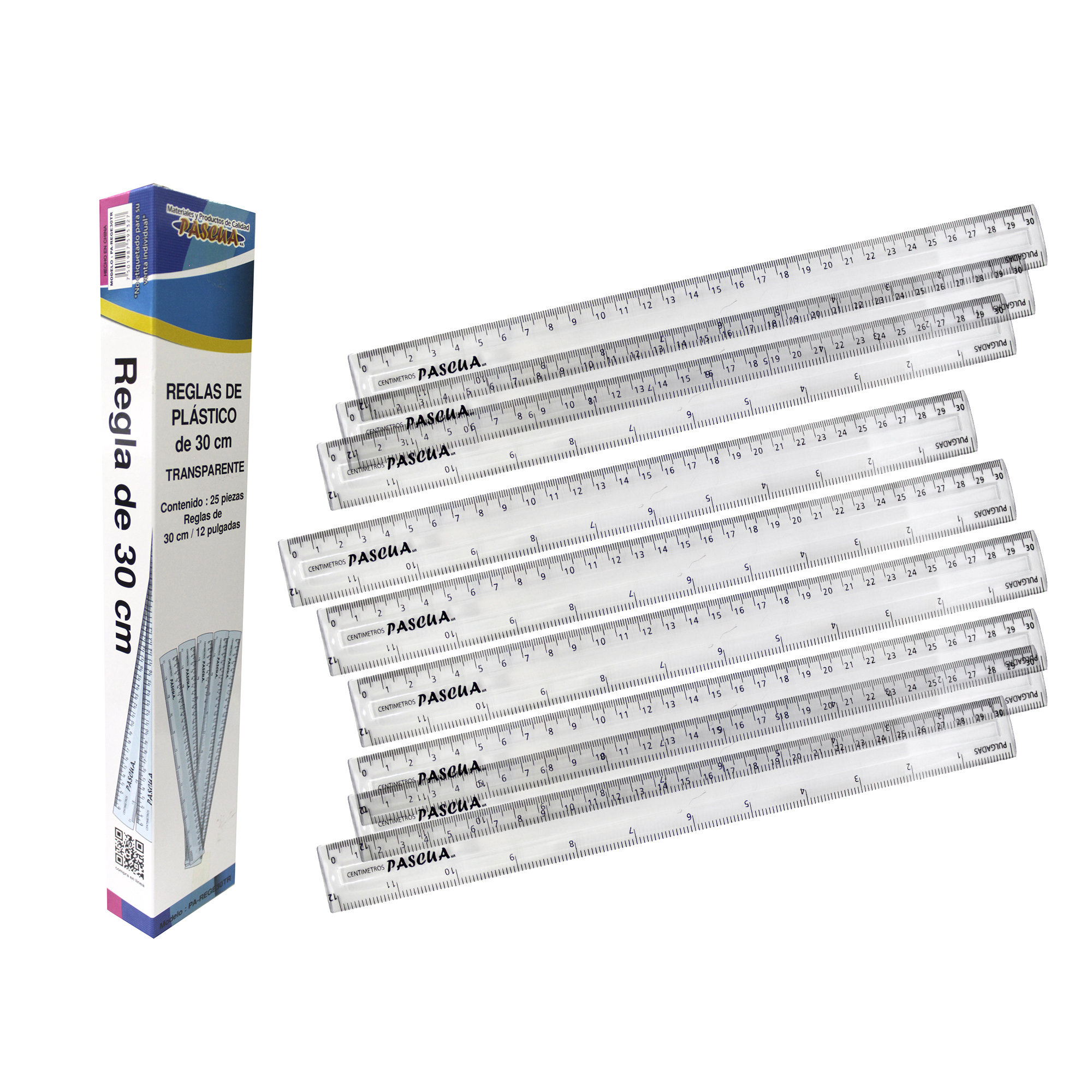 Caja 25 Reglas de plástico de transparente 30 cm, reglas largas ...