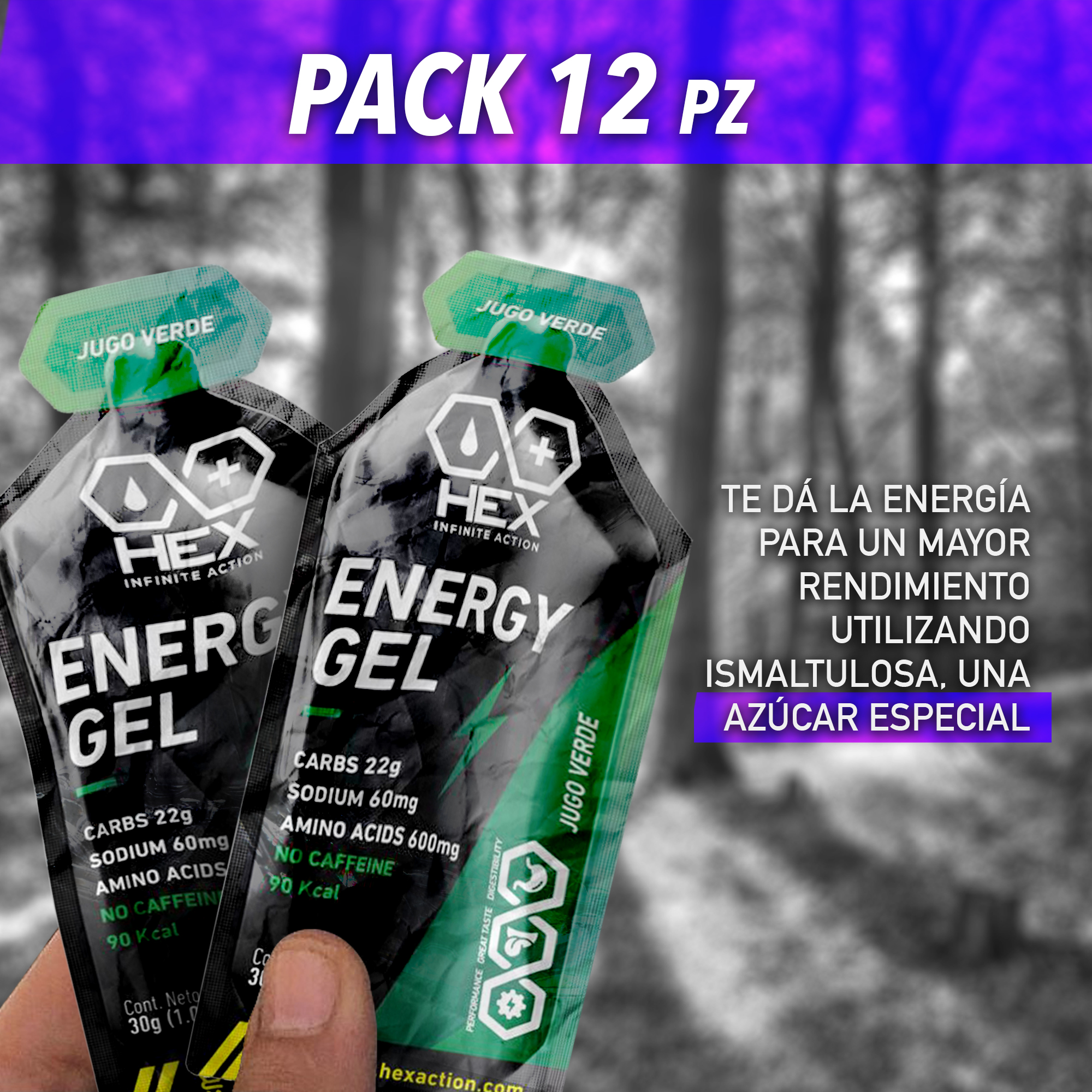 Gel Energético Jugo Verde 12 Paquetes -30 gr c/u - Pre y Post ...