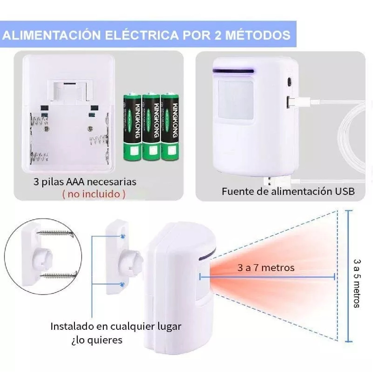 Sensor Detector Movimiento Timbre Con Carillón Inalámbrico