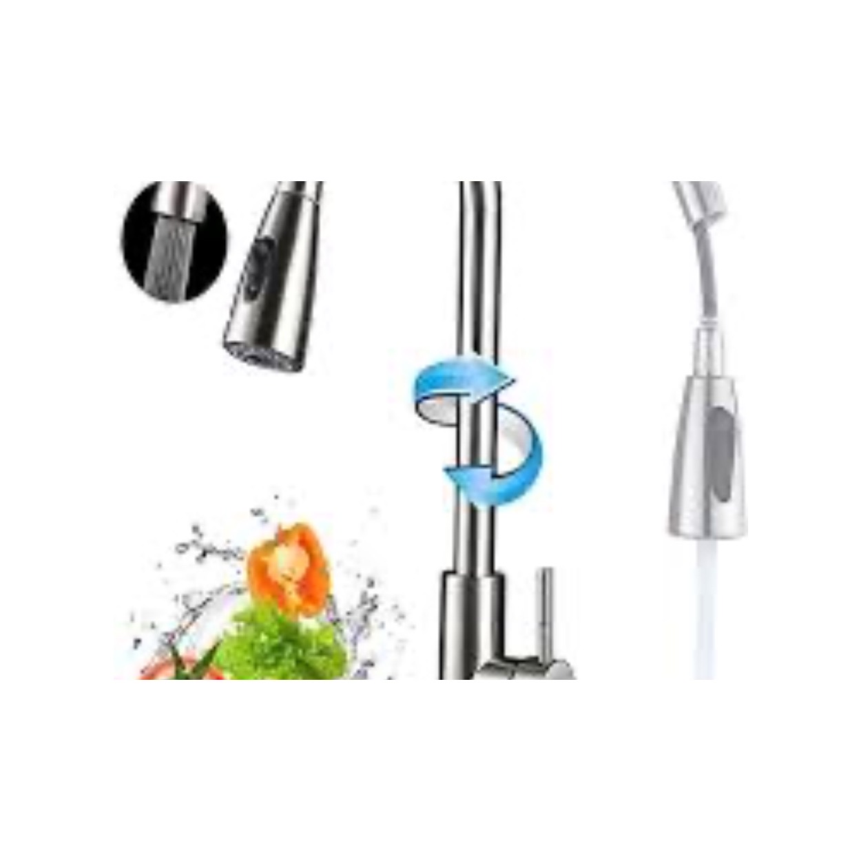 Mezcladora Para Flexible Tarja Telescopico Cocina Grifo Color Plateado