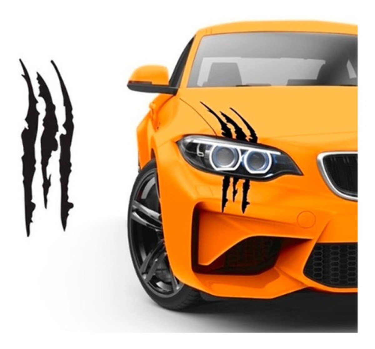 Calcomania Arañazo Garra Animal Agresivo Faro Universal Auto Negro