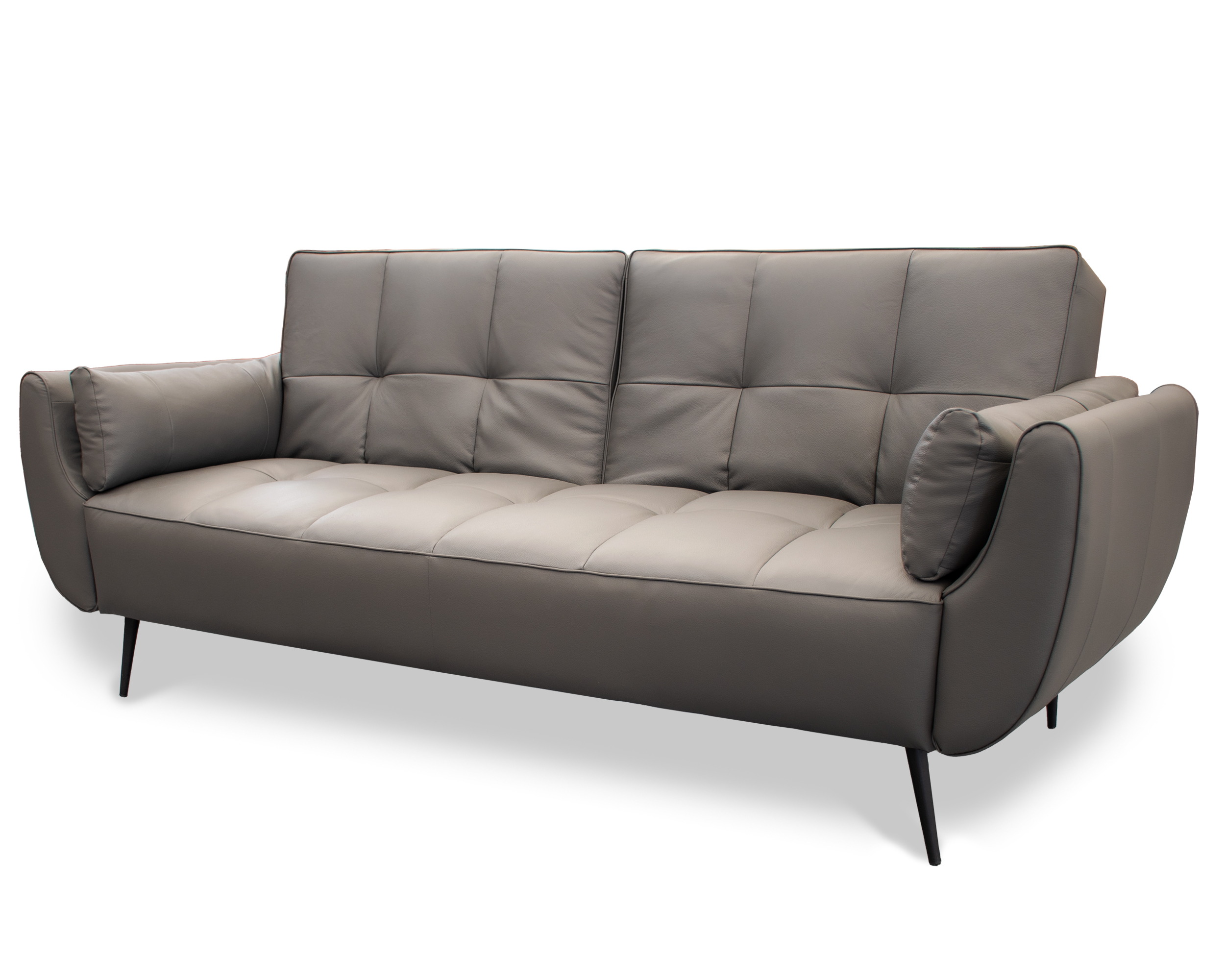 Sofa Cama de Piel Genuina Toronto Color Gris Oxford - Confortopiel.