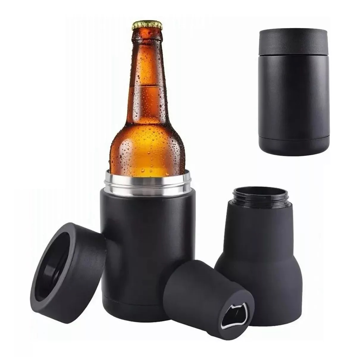 Portabotellas Portalatas Termo Acero Inoxidable Negro