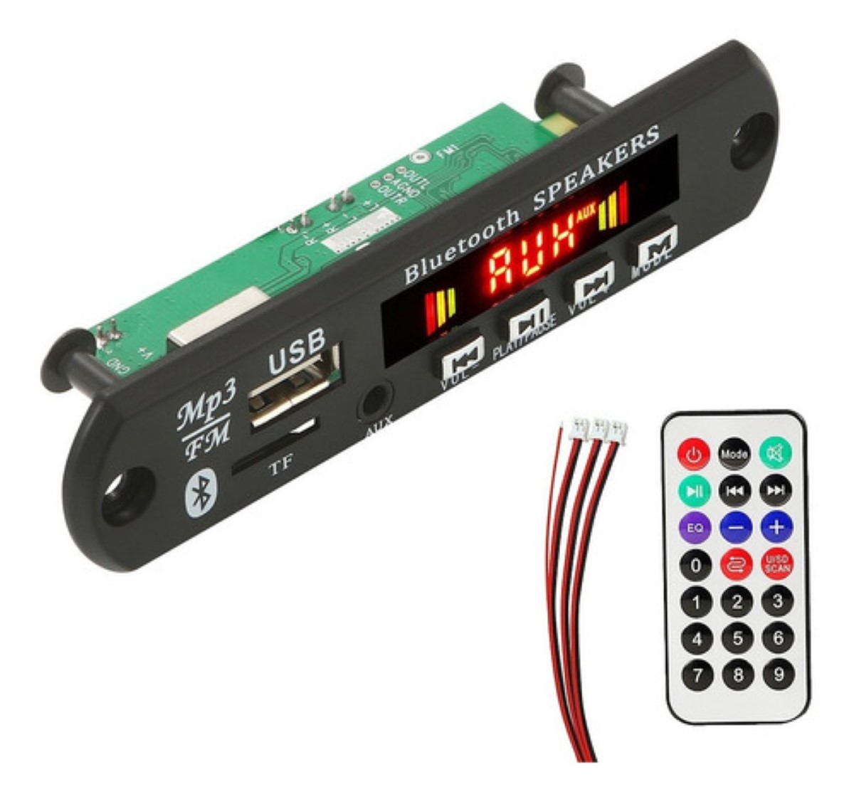 Modulo Reproductor De Audio Bluetooth Usb Sd Fm Auxiliar Negro