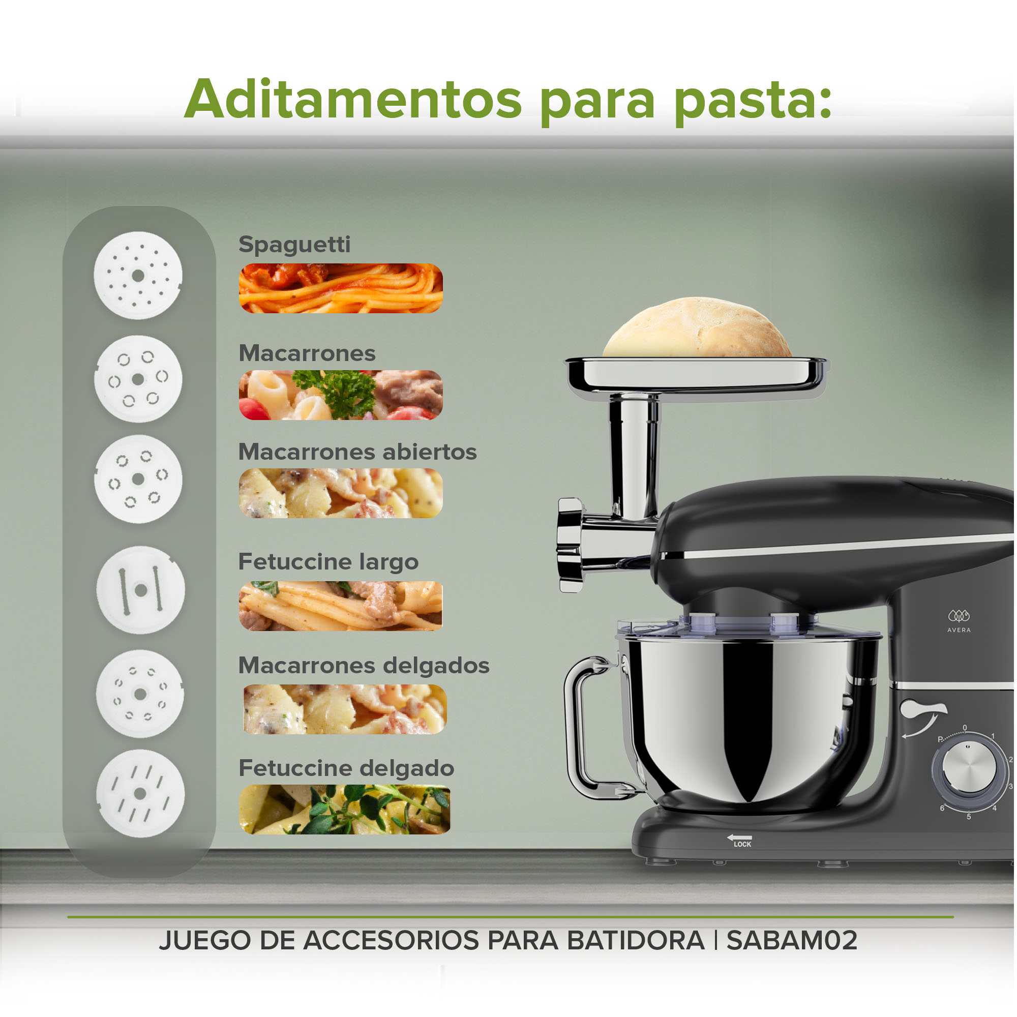 Accesorios Para Batidora De Pedestal BAM02 6 Litros Avera SABAM02