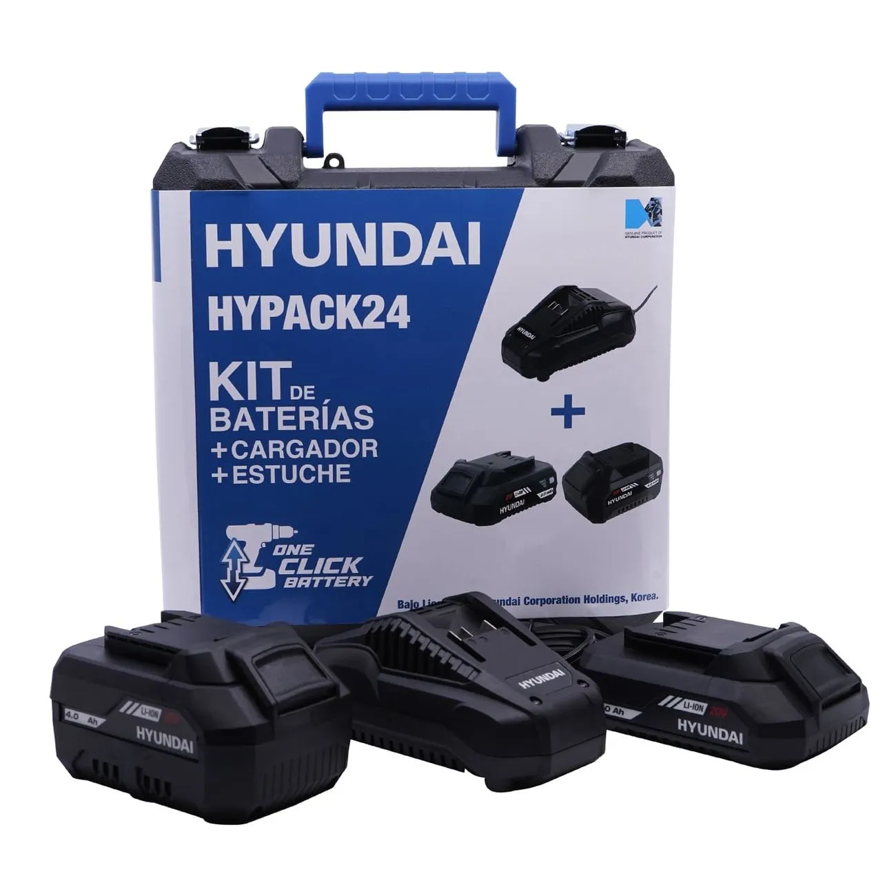 Kit 2 Baterias 2.0 Mah/4.0mah/ 1 Cargador Hyundai P/Herramienta 20v - HYPACK24