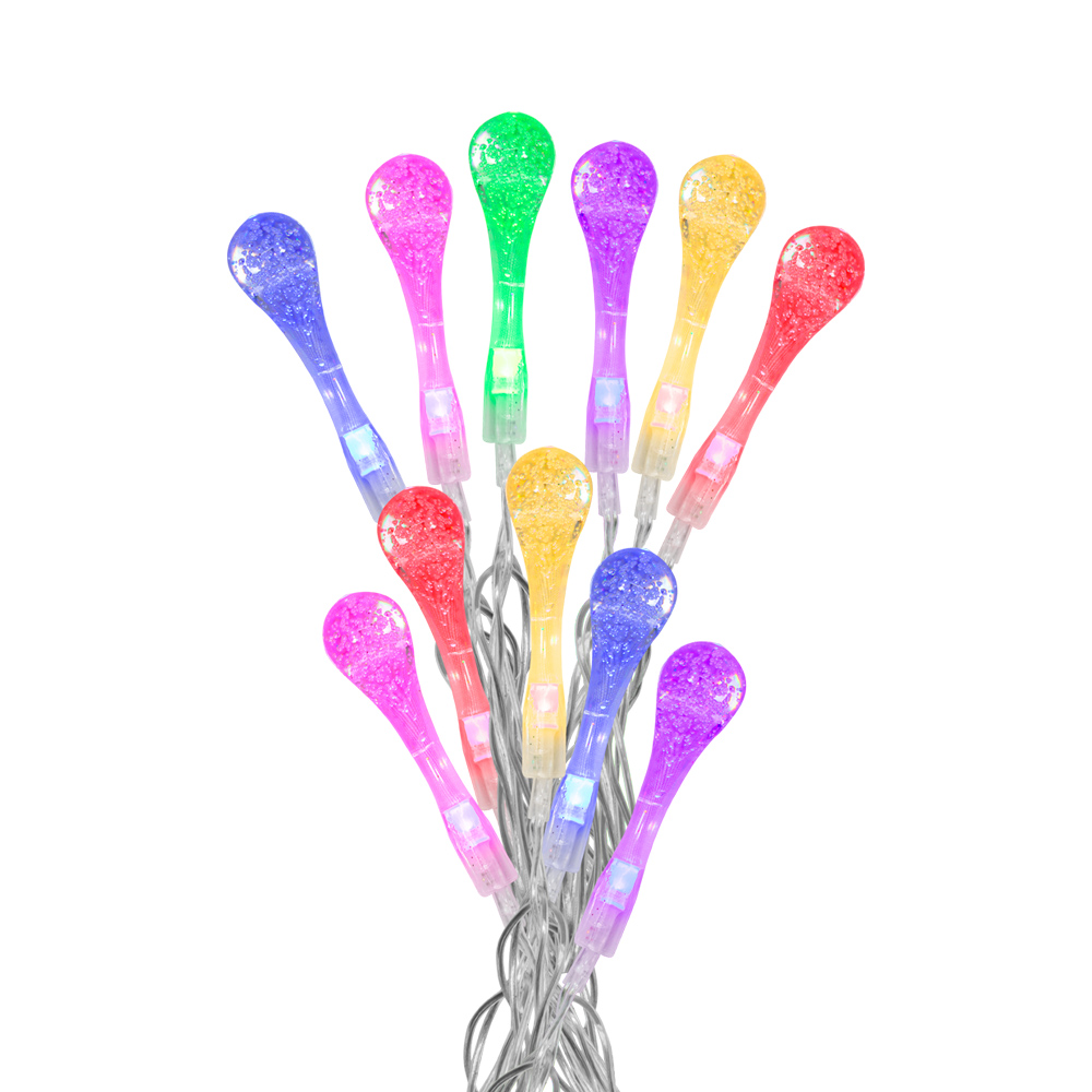 Serie Navideña 20 Luz Led Forma De Gota Multicolor 5 Mts