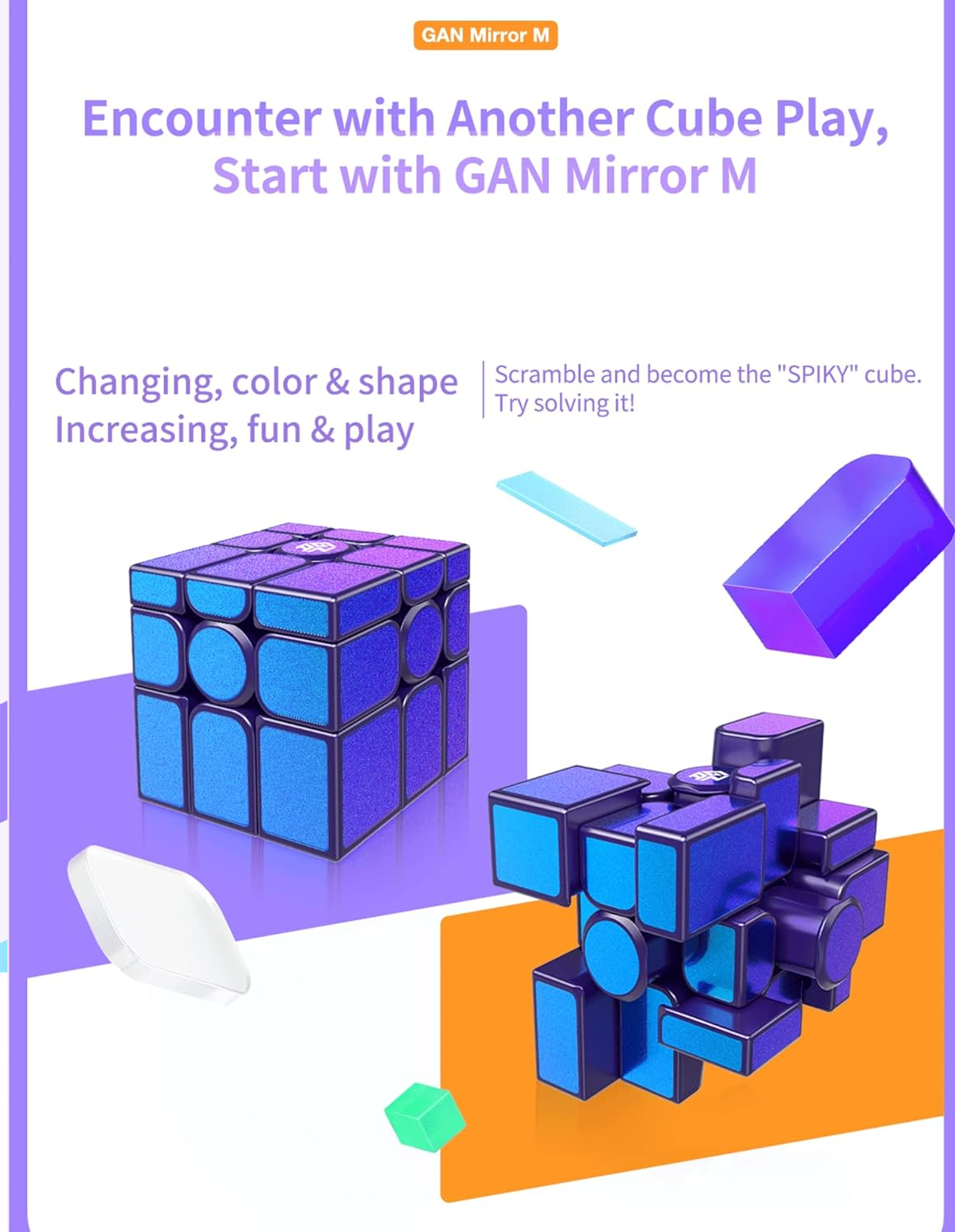 Cubo M 3x3x3, Rubik Profesional Magnético Morado