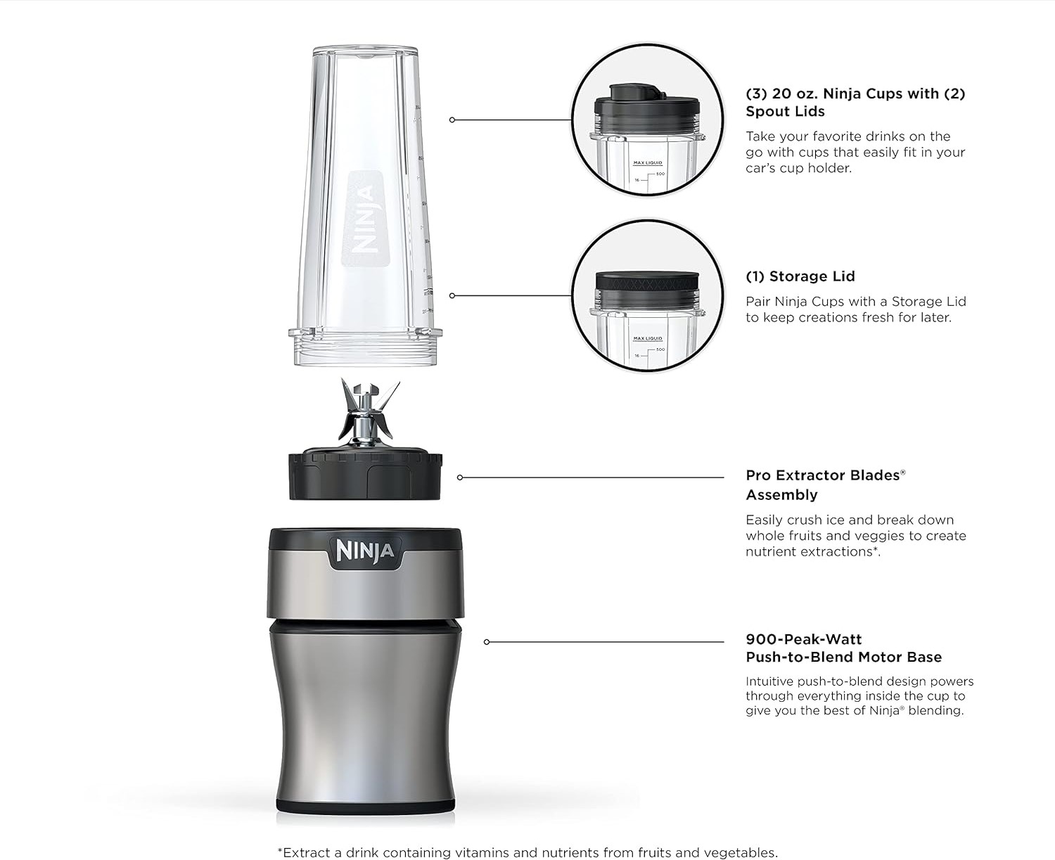 Extractor De Nutrientes Ninja BN301 Cuchillas Pro Extractor SMS