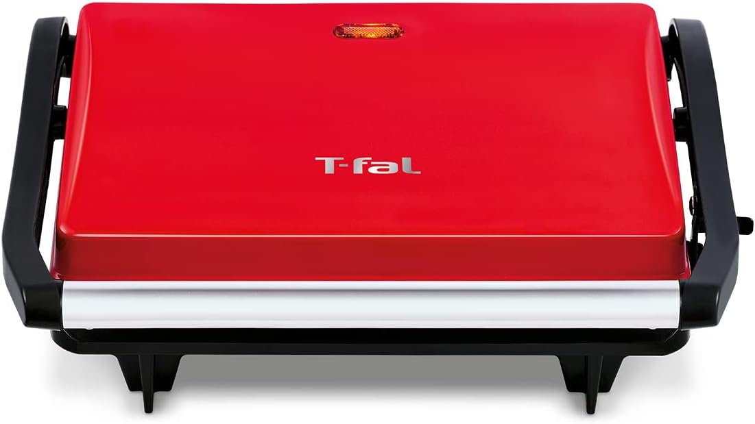 Parrilla Panini Compacta Color Roja Marca T-Fal