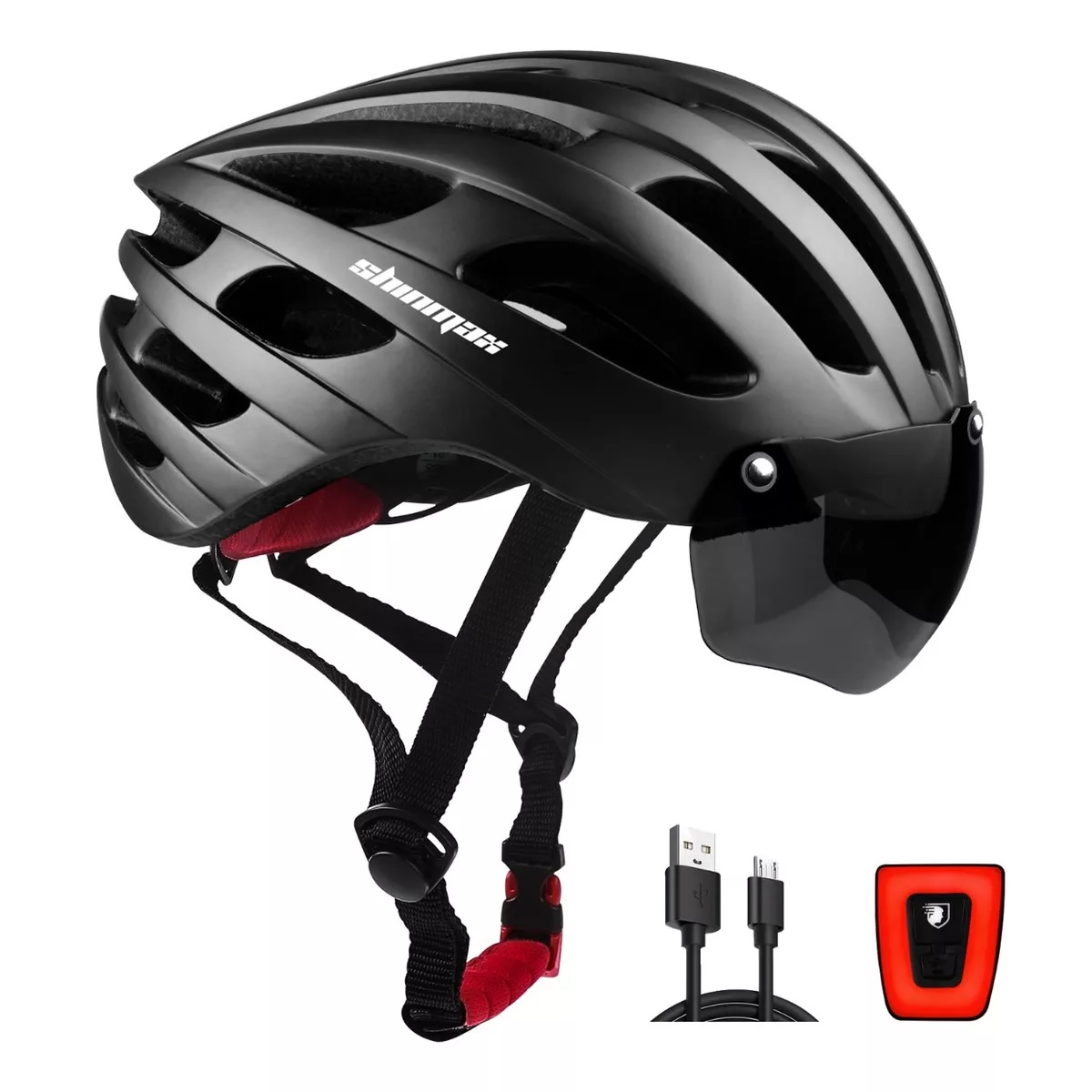 Casco Para Bicicleta De Montaña Con Luz Usb Negro