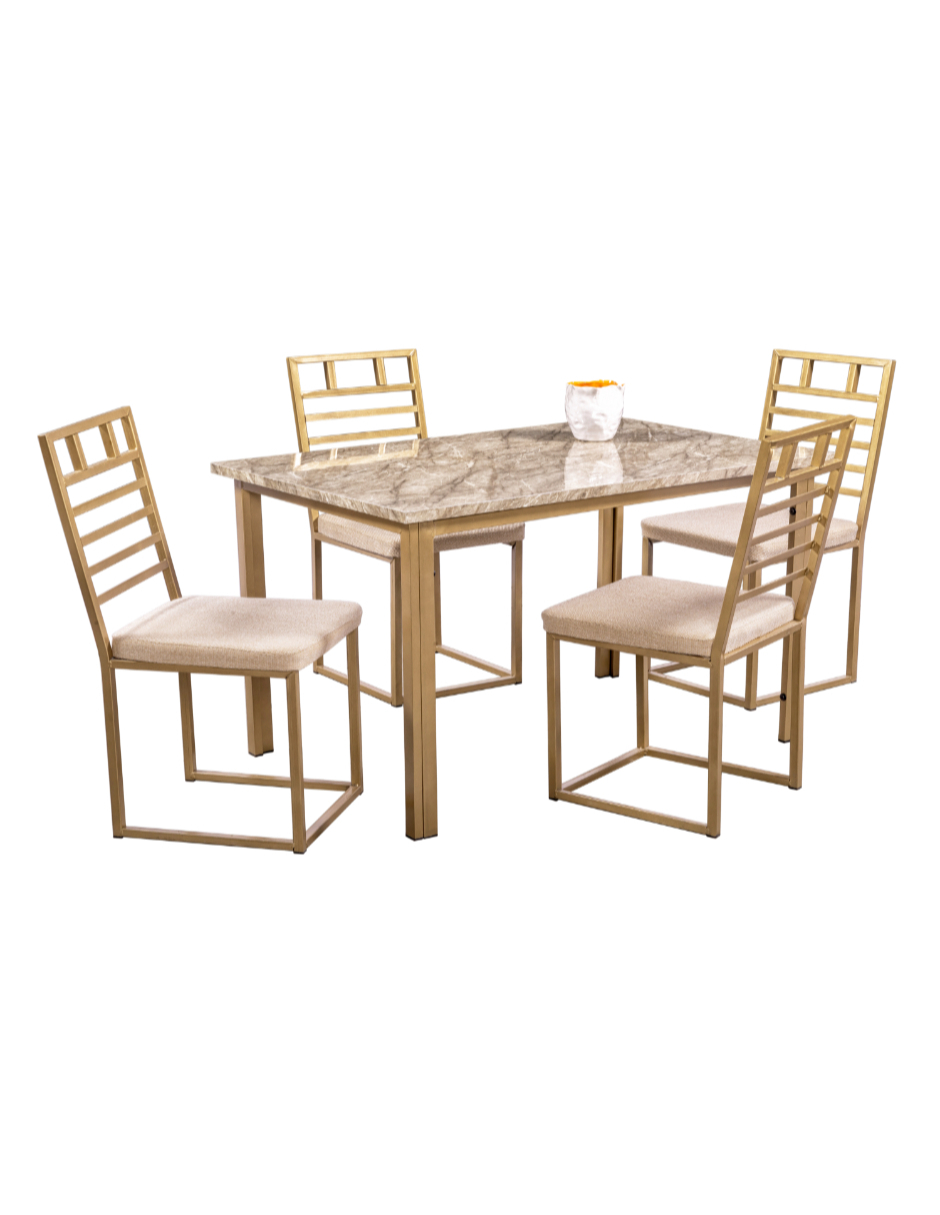 Comedor Naya Oro 4 Sillas Tubulares