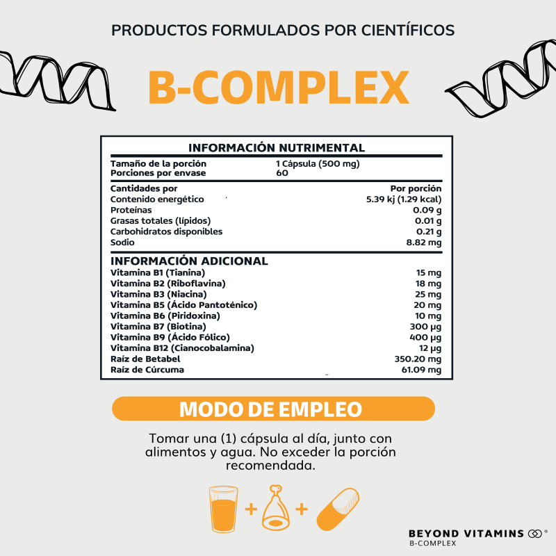 Suplemento Alimenticio Beyond Vitamins Vitaminas Complejo B 60 cápsulas