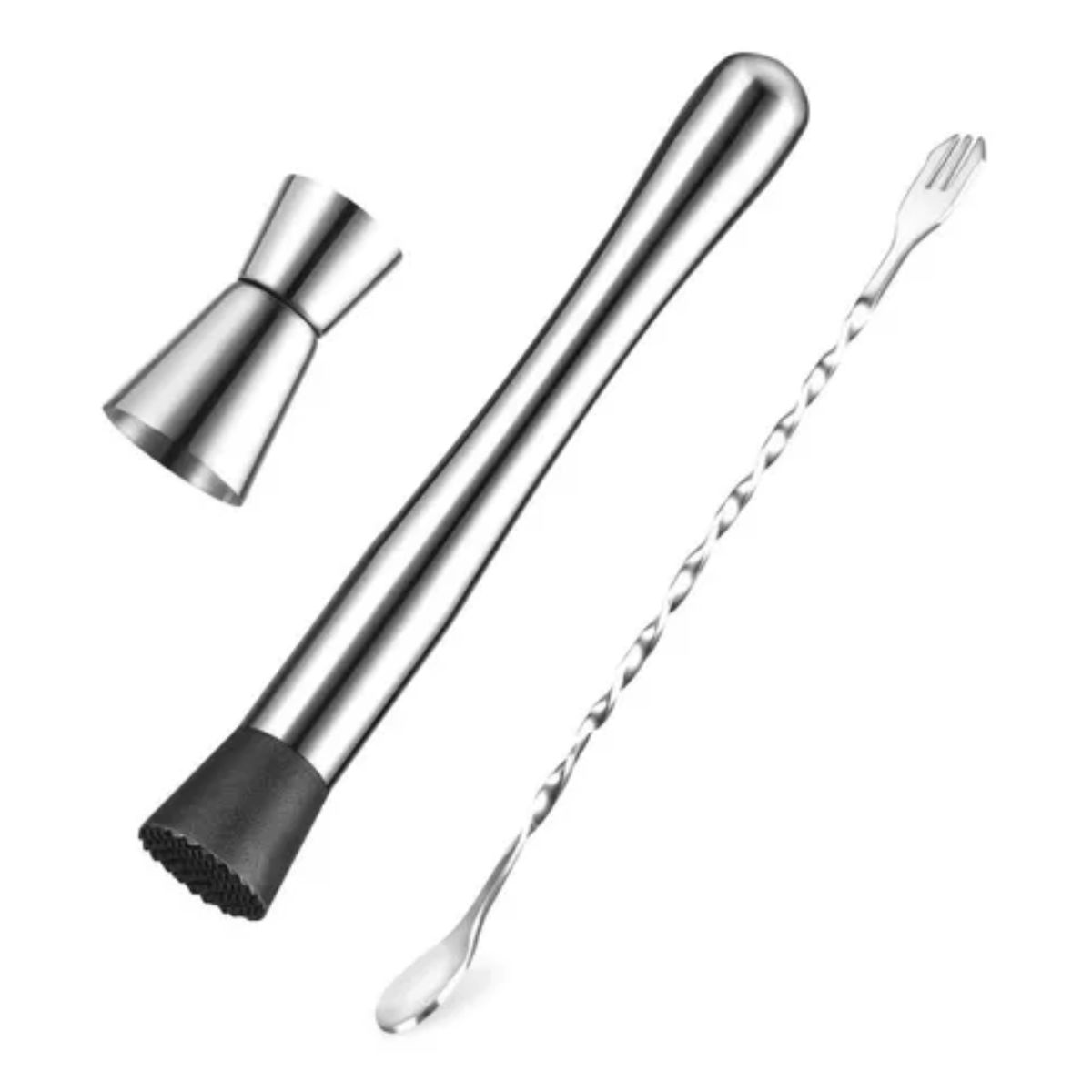 Kit De Muddler De Acero Inoxidable Con Jigger Cuchara P/ Bar 3 pz