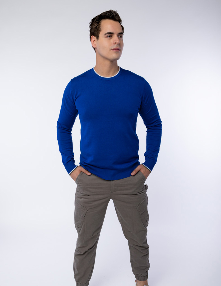 SUÉTER LIGERO LISO CON CUELLO REDONDO PARA HOMBRE GENERRA