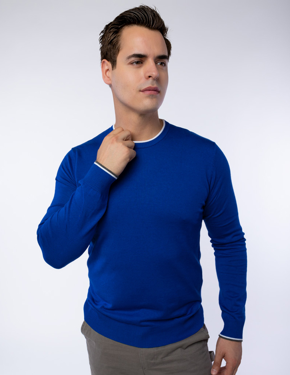 SUÉTER LIGERO LISO CON CUELLO REDONDO PARA HOMBRE GENERRA