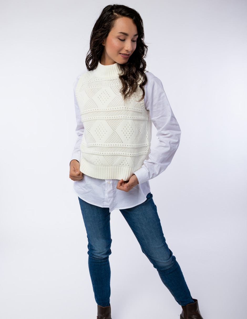 CHALECO CON TEJIDO CALADO PARA MUJER GENERRA