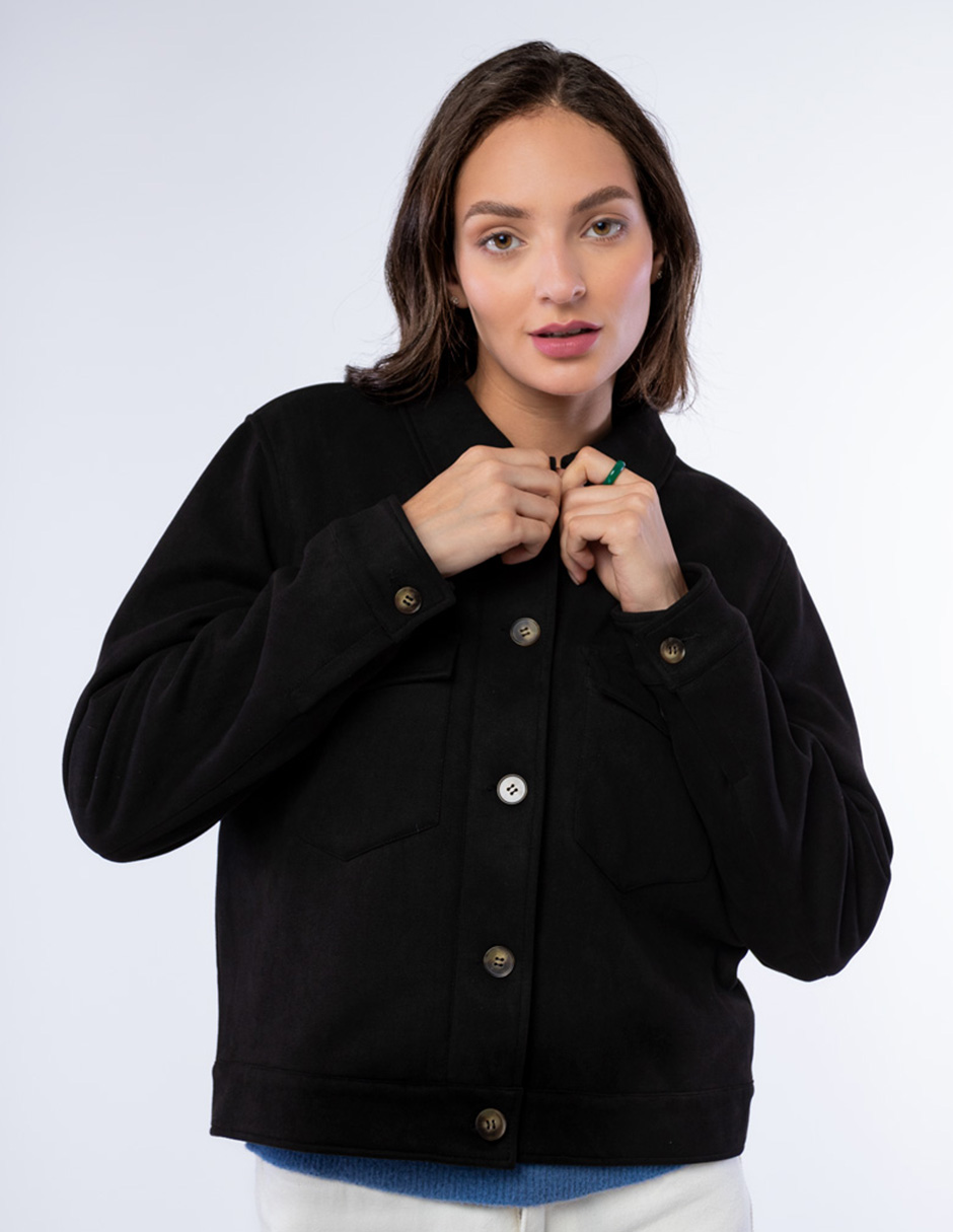 CHAMARRA CAZADORA TIPO GAMUZA PARA MUJER GENERRA