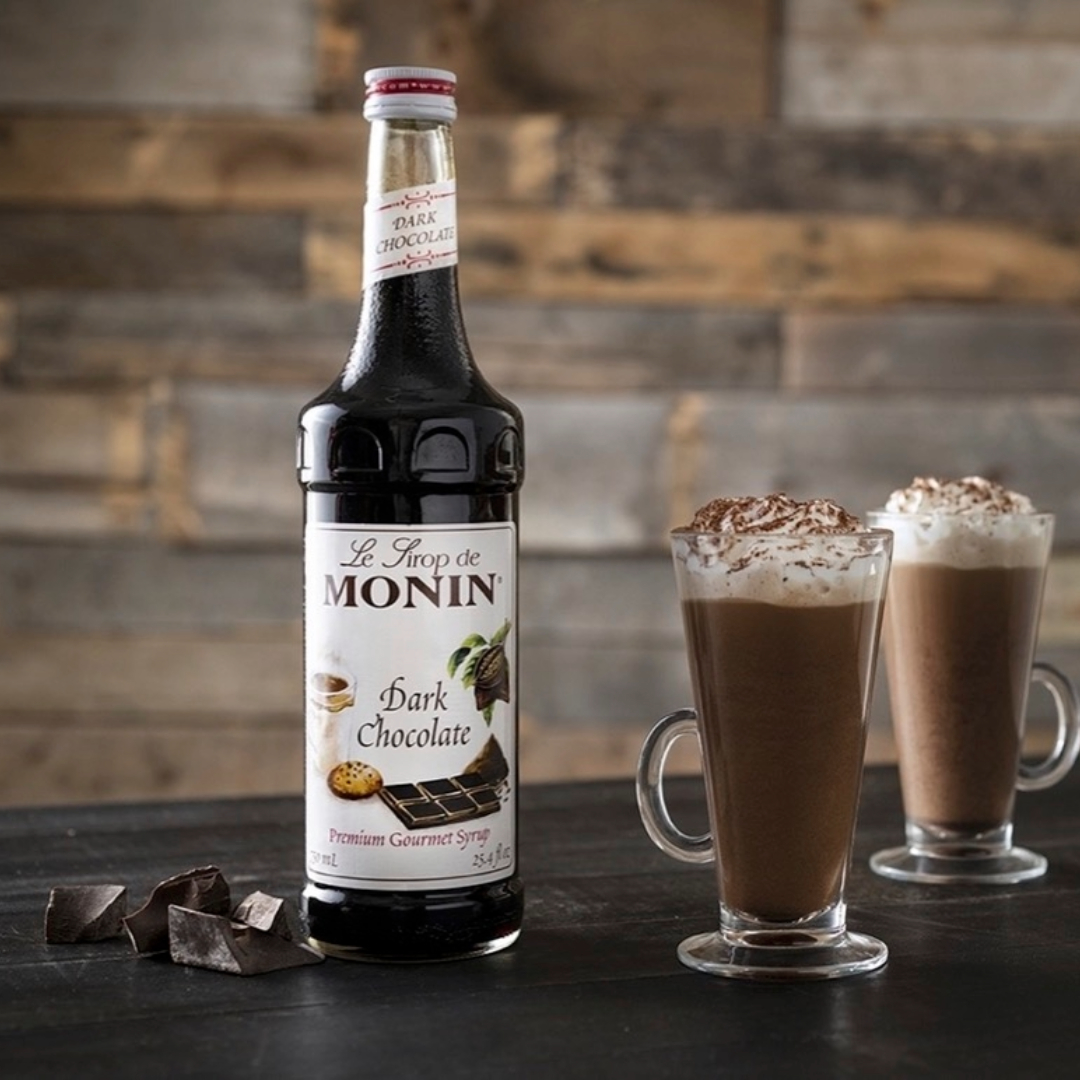 Monin Jarabe de Chocolate Oscuro - Dark Chocolate en botella de Vidrio ...