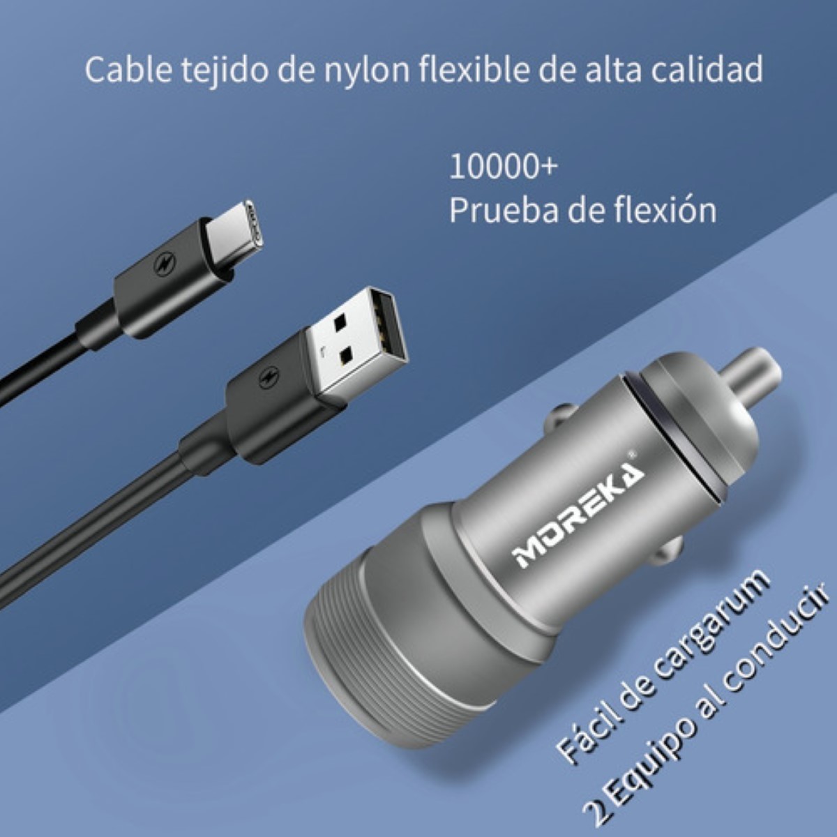 Turbo Cargador Para Auto Carga Rapida Qc 3.0 2 Puertos Usb. Negro Azul