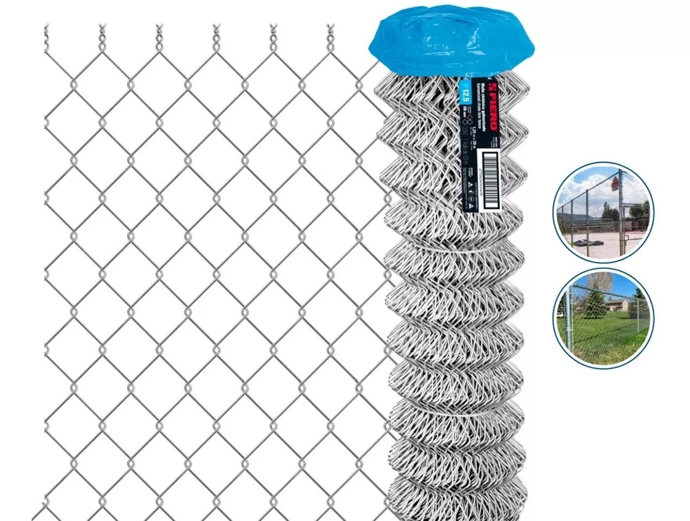 ROLLO DE MALLA CICLÓNICA DE ACERO GALVANIZADO, 20 M, CALIBRE 12.5 42958