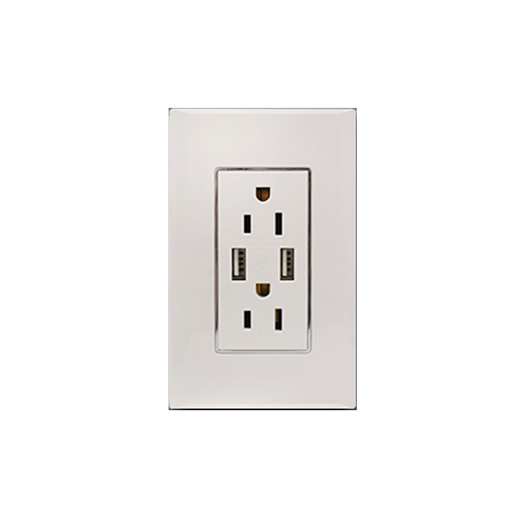 Enchufe de Pared con 2 USB y Contacto Duplex 2C2UC