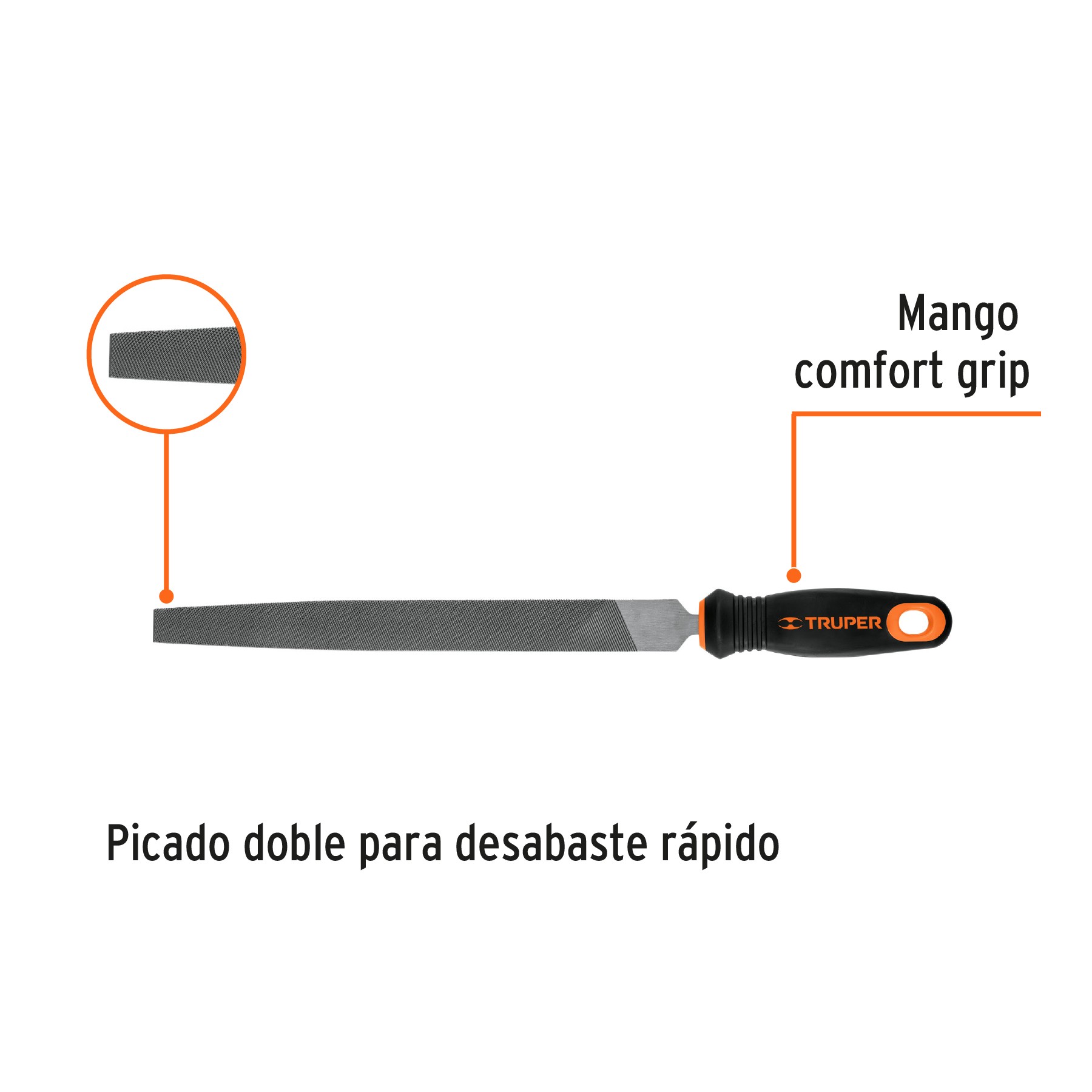 LIMA PLANA BASTARDA 10" CON MANGO DOBLE INYECCIÓN, TRUPER 11237